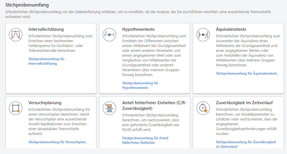 Minitab-Modul „Stichprobenumfang“ | Minitab