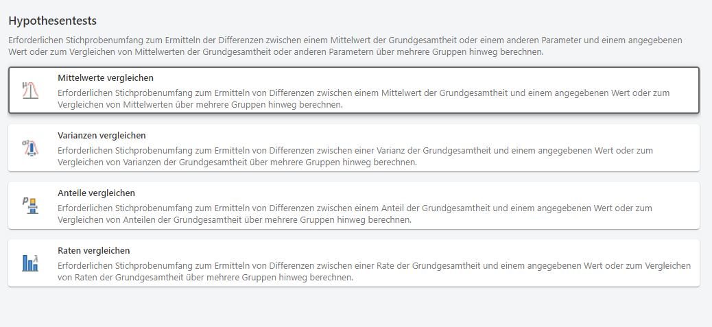 Minitab-Modul „Stichprobenumfang“ | Minitab